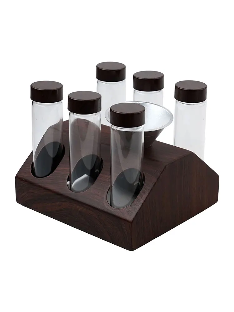 Coffee-Beans-Storage-Container-Tube-Walnut-Display-Rack-Glass-Bottle ...