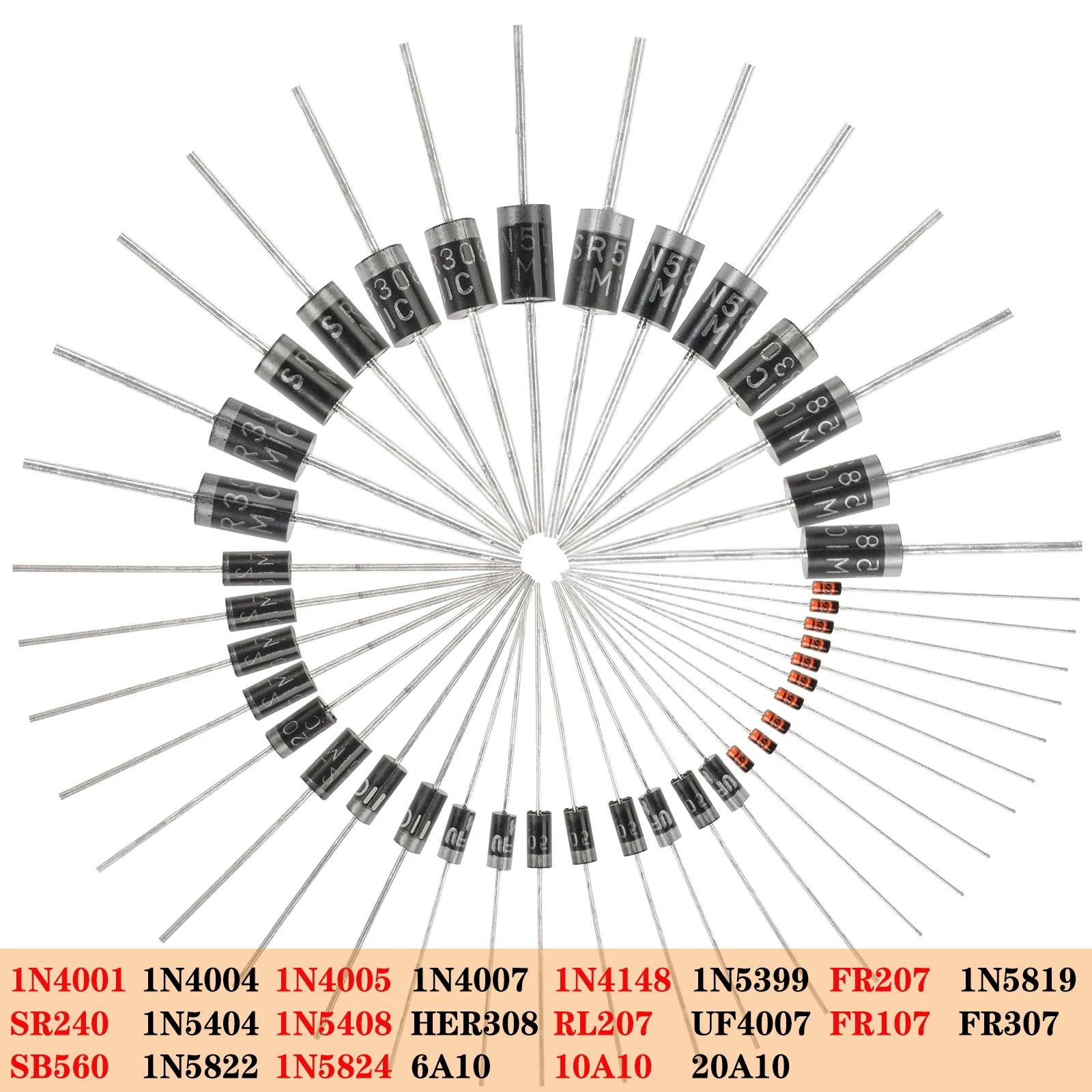 Rectifier-Diode-High-Quality-1N4007-1N4001-1N5408-1N5819-1N5822-FR107 ...