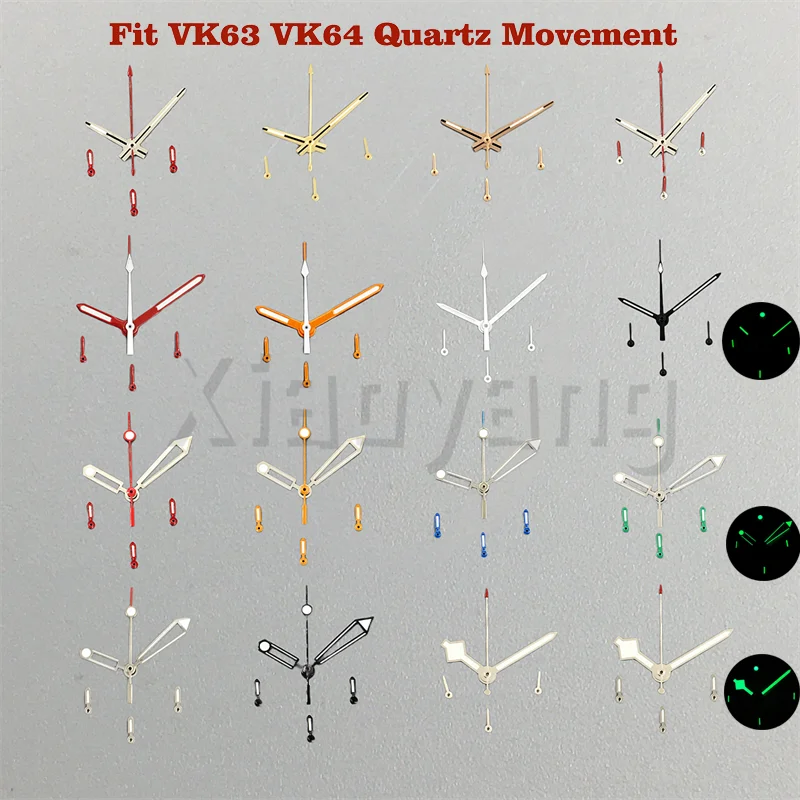 VK63-Red-Orange-Blue-Green-Gold-Rose-Black-Watch-Hands-Luminous-Watch ...