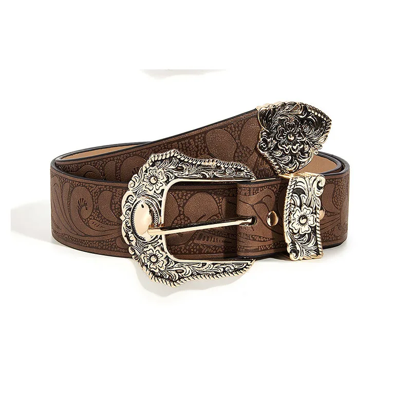Boho Western Belt Women Black Brown Leather Girdle Vintage Adjustable ...