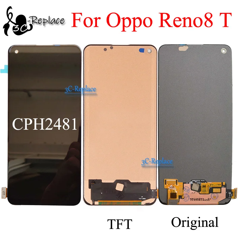 Original Amoled / TFT Black 6.43 Inch For Oppo Reno8 T CPH2481 LCD ...