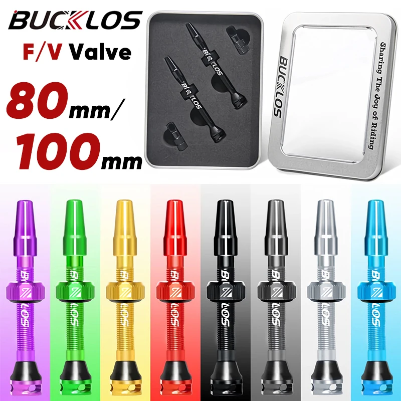 2PCS-BUCKLOS-F-V-Tubeless-Bike-Valve-80mm-100mm-CNC-Aluminum-Alloy ...