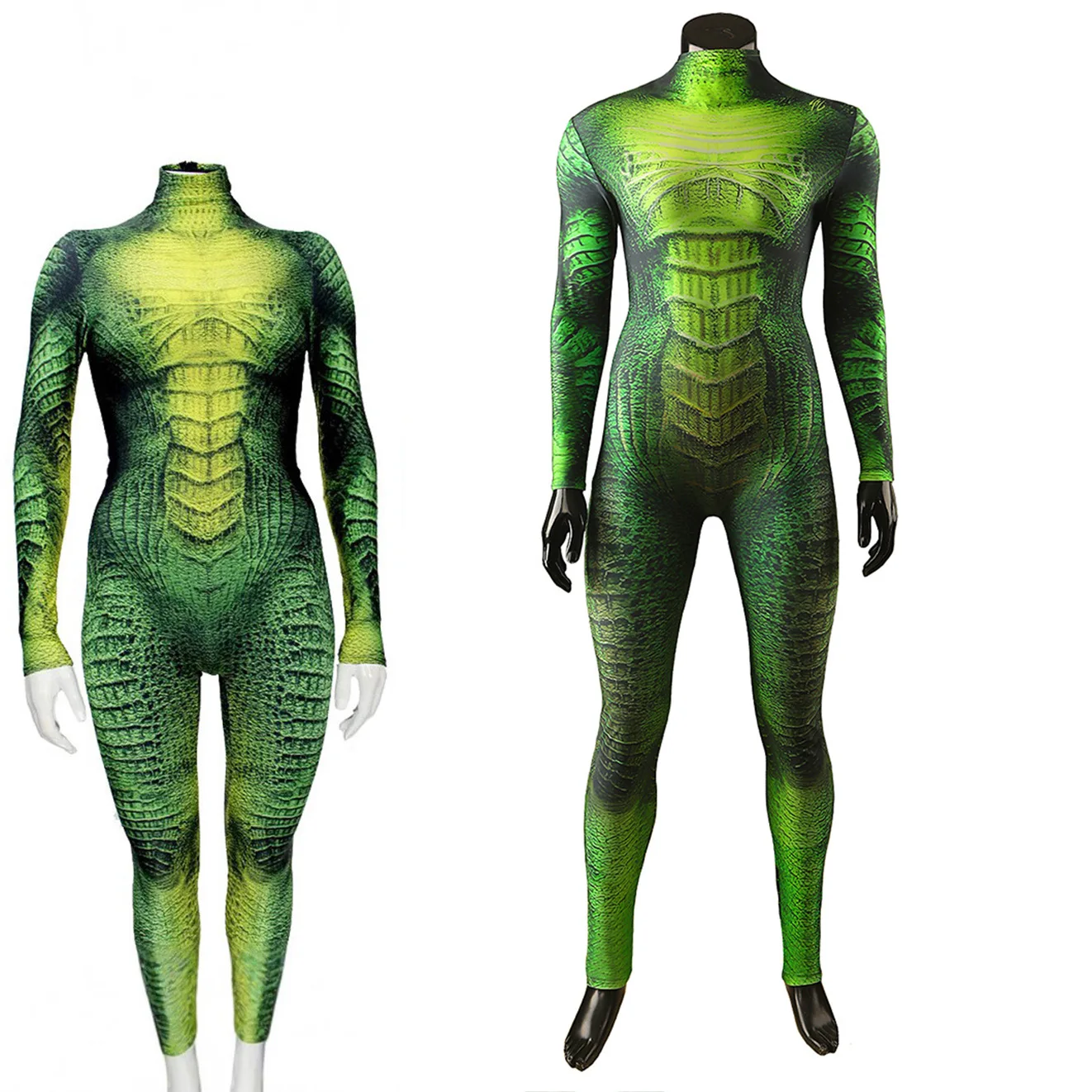 Alien Green Lizard Jumpsuit Cosplay Costume Bodysuit Halloween Costume ...