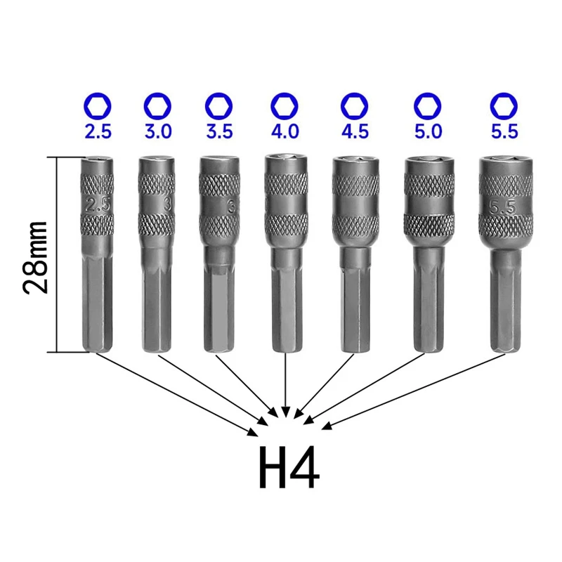 2.5mm 3mm 3.5mm 4mm 4.5mm 5mm 5.5mm 6 Points Hex Socket H4 Hexagon ...
