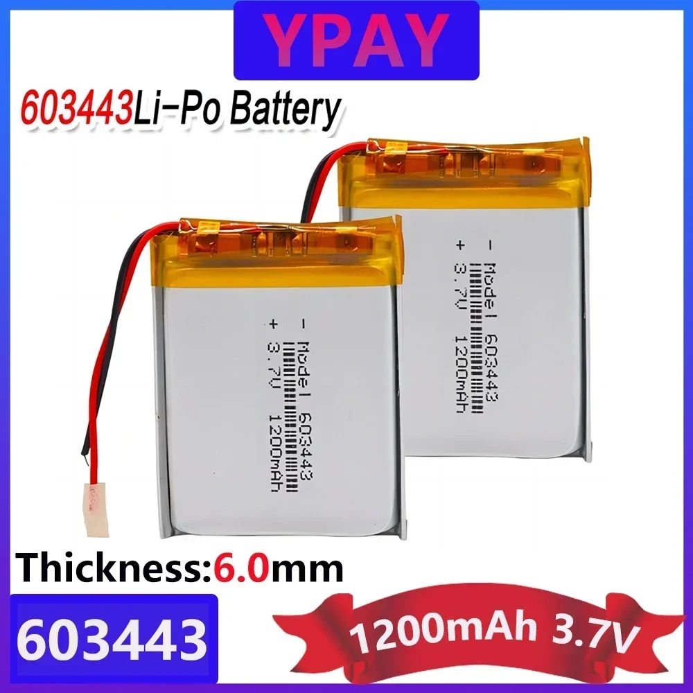 3-7V1200mAh-Battery-603443-Li-ion-Lipo-Cells-Lithium-Li-Po-Polymer ...