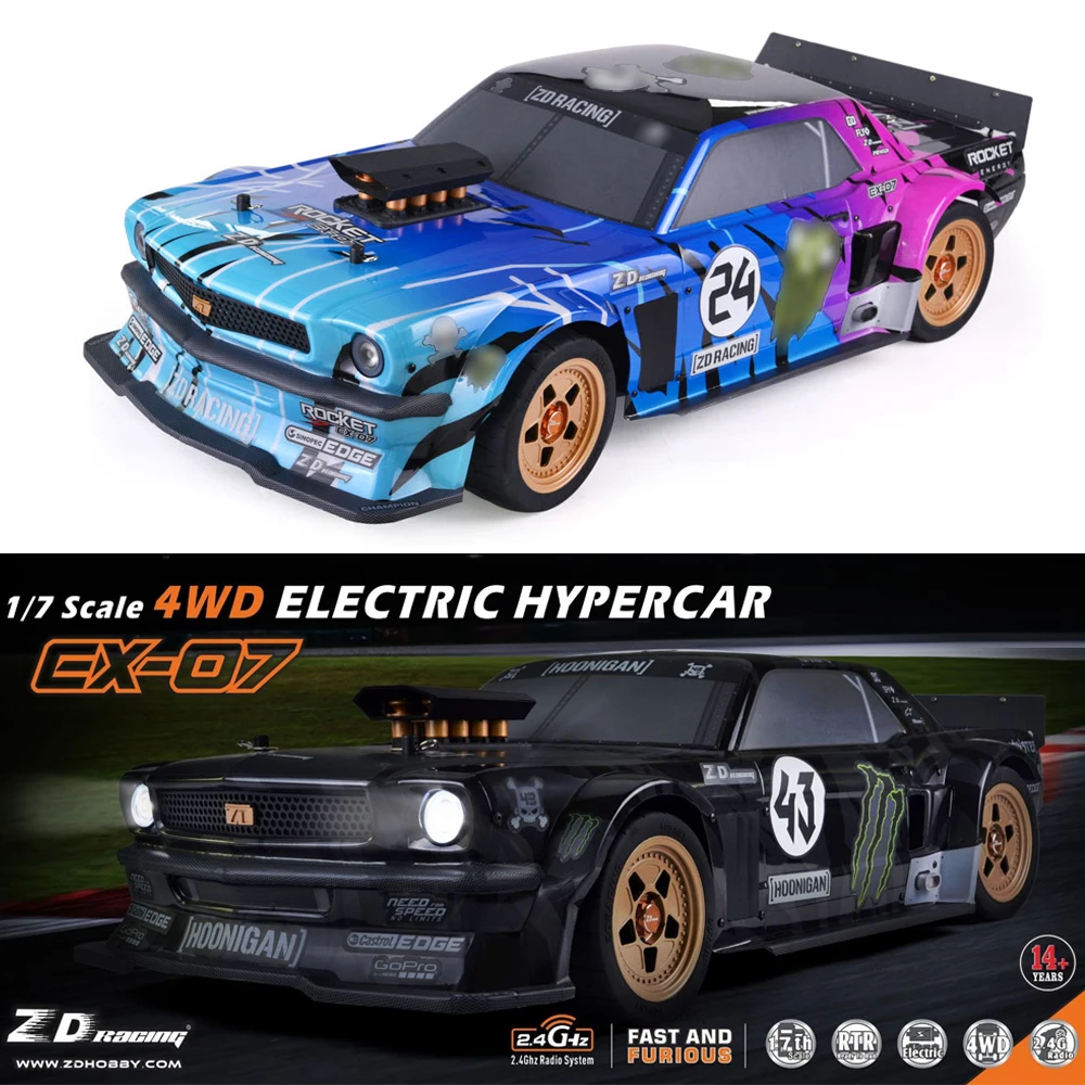 전기 원격 제어 모델 ZD 레이싱 4WD 2.4GHz RC 자동차, 1/7 EX 07 EX07, 초고속 130 km/h 드리프트 ...