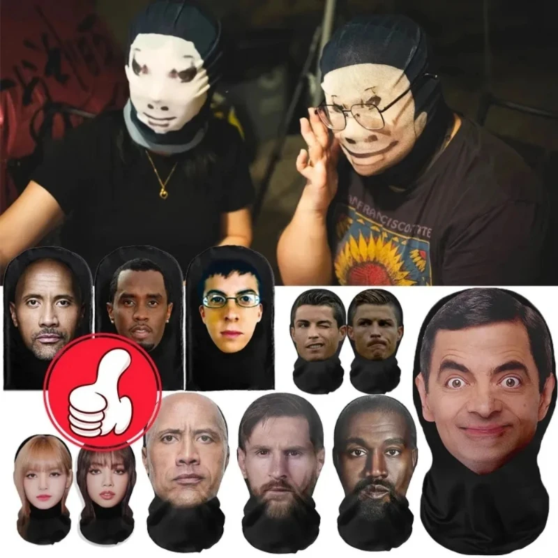 Realistic 3D Full Face Masks Party Cosplay Hip Hop Hood Hat Headgear ...