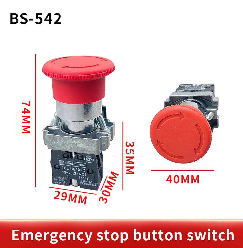 Emergency Stop 4 Terminal Mushroom Push Button Switch