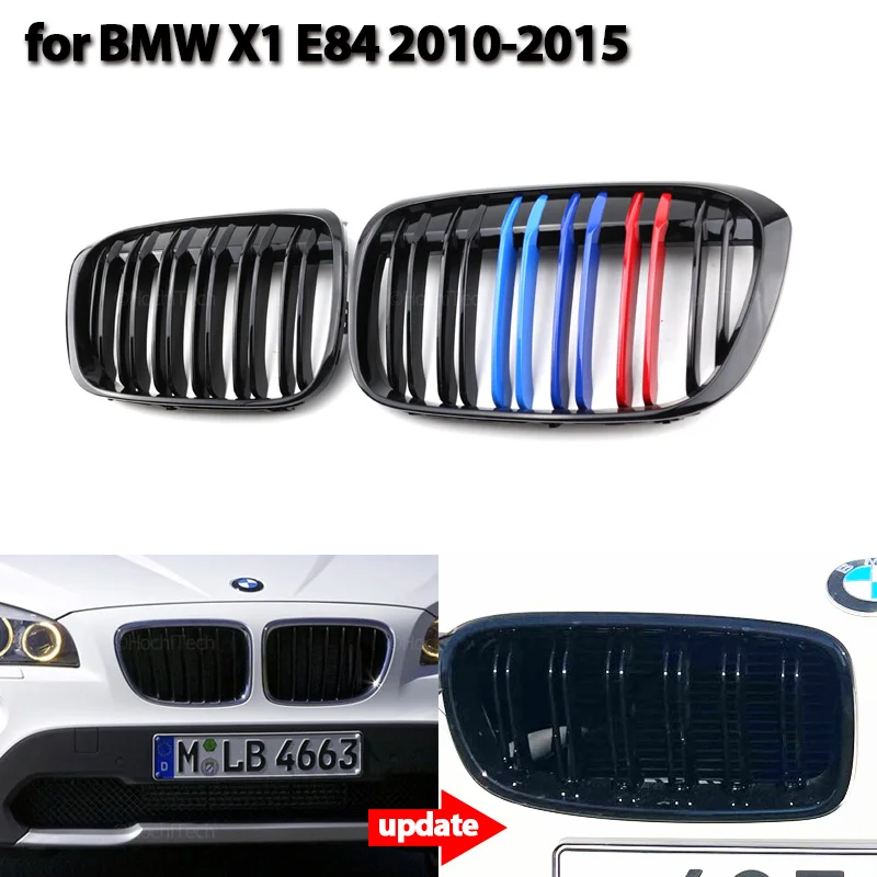 2Pcs Car Style Gloss Black Front Kidney Double Slat Grill Grille for ...