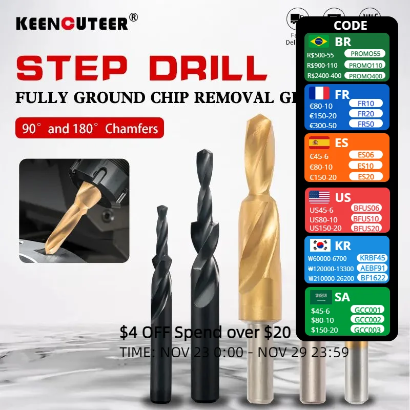1PCS-Counterbore-Twist-Step-Drill-90-180-Degree-Cobalt-containing-HSS ...