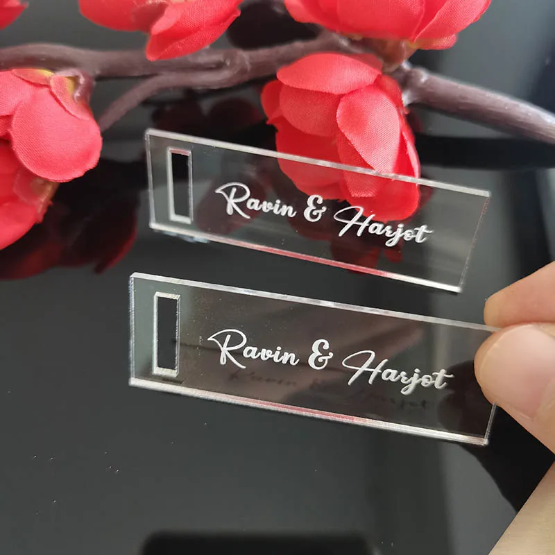 50pcs-Personalized-Engraved-Mirror-Tags-Sew-On-Ribbon-Bows-Acrylic ...