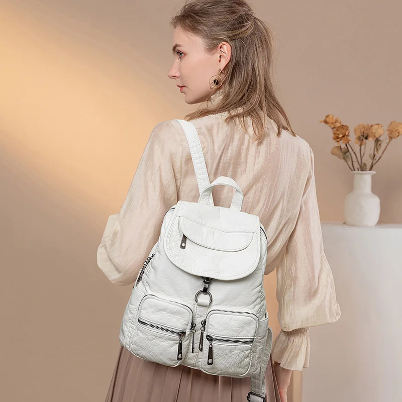 Fashion-Soft-Sheepskin-Genuine-Leather-Backpacks-For-Women-Waterproof ...