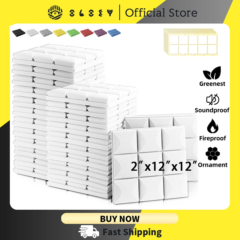 Soundproofing-Foams-White-Panels-6-12-24-Pcs-Mushroom-Wedge-Tiles ...