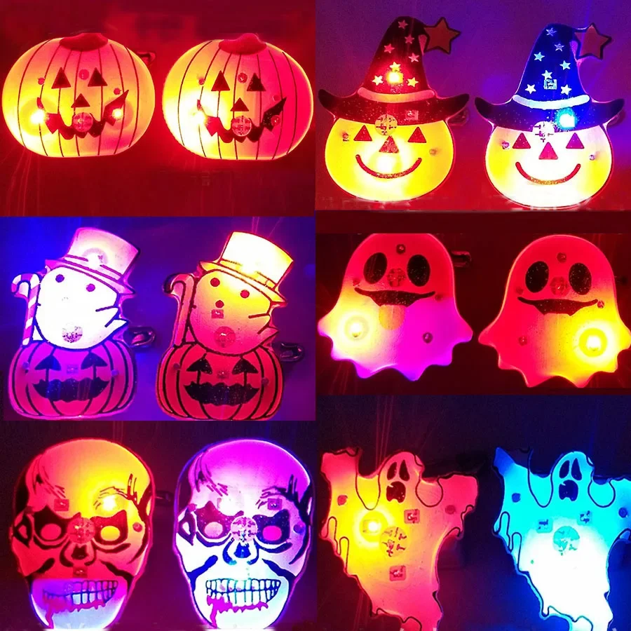 25pcs-LED-Light-Up-Badge-Glow-Blinking-Women-Kids-Brooch-Pins-Ghost ...