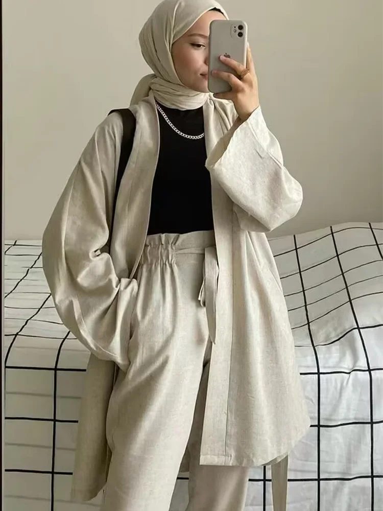 Muslim Set Hijab Outfits Breathable 2 Piece Sets with Scarf Loose ...