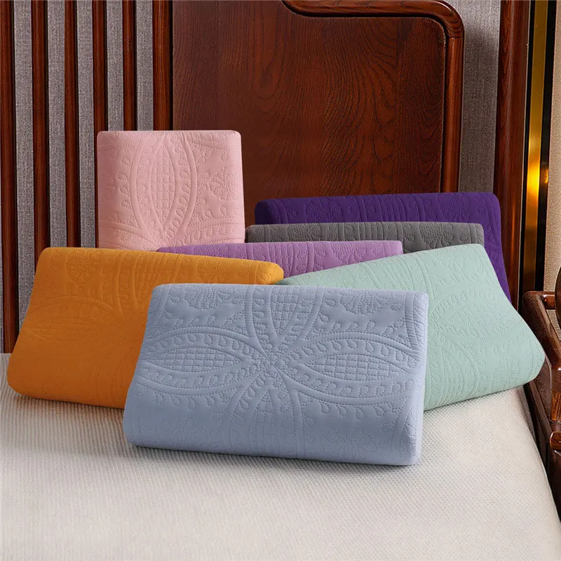 Waterproof-Latex-Pillowcase-Memory-Pillow-Cases-Solid-Color-Cotton-Bed ...