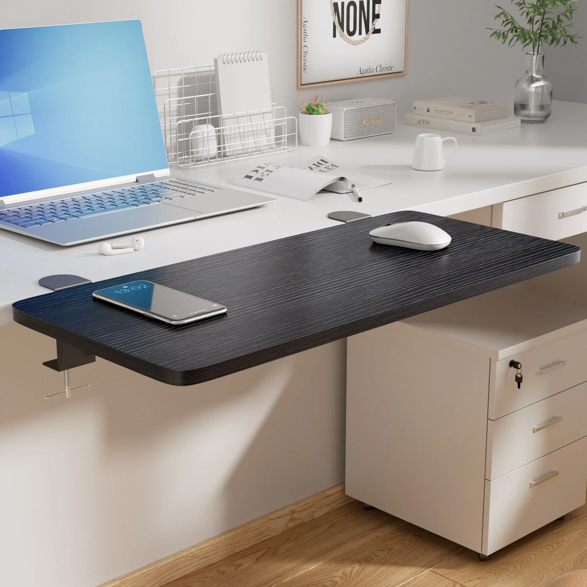Wooden-Ergonomic-Desktop-Extender-Tilt-Clamp-Desk-Mounted-Foldable ...