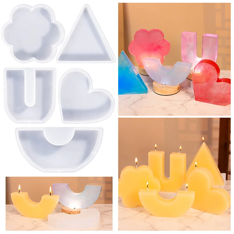 Geometry-Shape-Silicone-Mold-DIY-Epoxy-Resin-Heart-Triangle-Candle ...