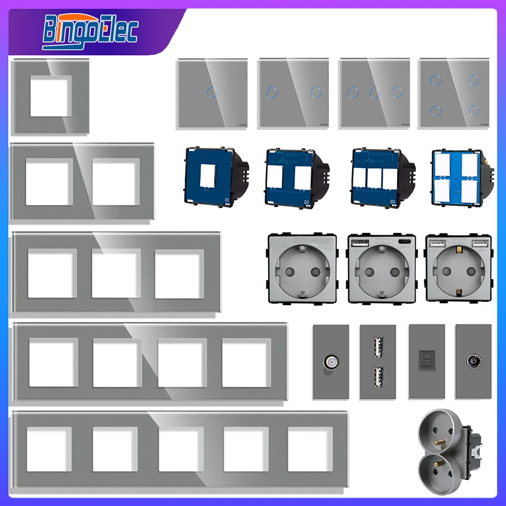 Bingoelec-DIY-Part-Daul-USB-Wall-EU-Socket-Type-C-Power-Outlets-Parts ...