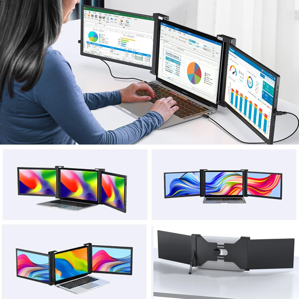 UPERFECT Z Max 14 polegadas triplo monitor portátil para laptop ...