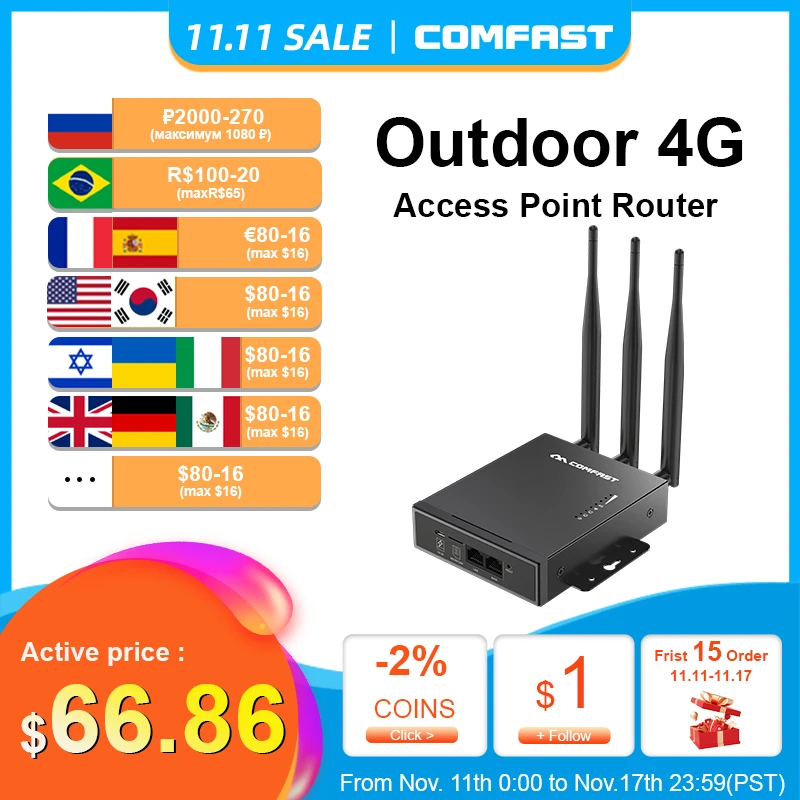 Comfast-CF-E7-Outdoor-2-4G-LTE-Wireless-AP-Wifi-Router-Korea-4G-3G-SIM ...