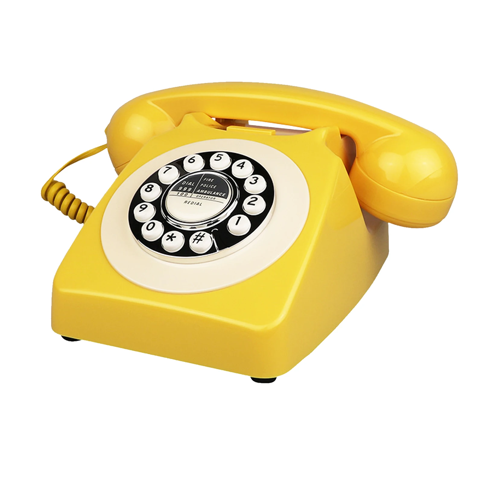 Retro-Yellow-Telephone-for-Home-Office-Corded-Classic-Old-Fashion ...