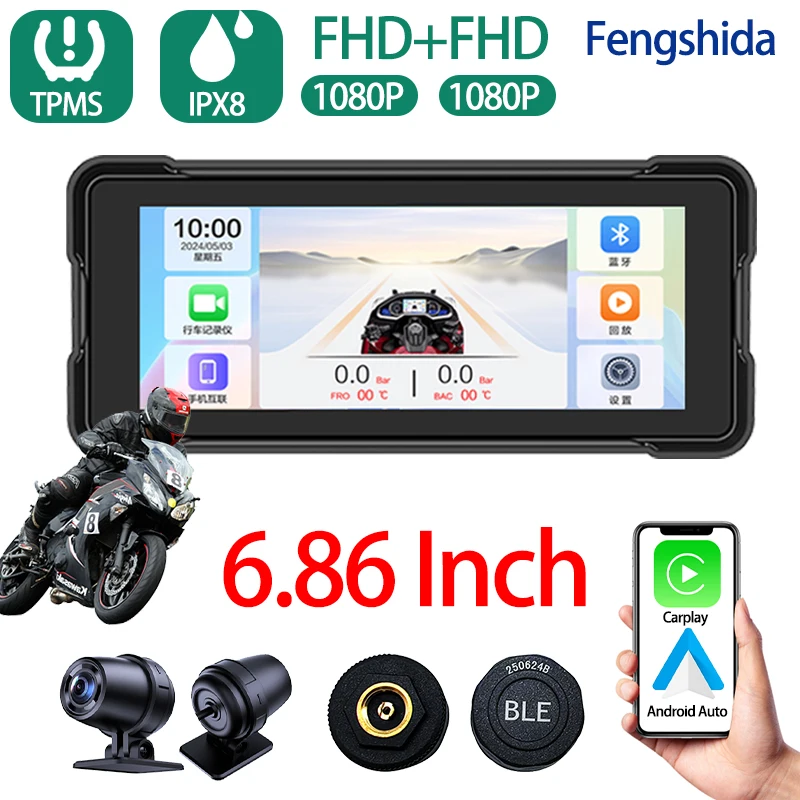 Motocicleta-carplay-prova-de-gua-wifi-sem-fio-android-autom-tico-dvr ...
