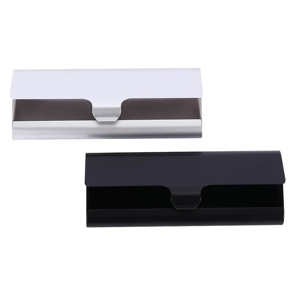 1PC-Slim-Matte-Hard-Metal-Eyeglasses-Case-Black-Silver-Spectacles ...