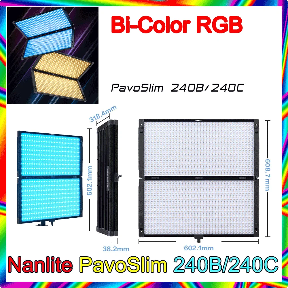 Nanlite-PavoSlim-240B-240C-Bi-Color-RGB-Thin-board-LED-Panel-light-temperature-live-broadcast ...