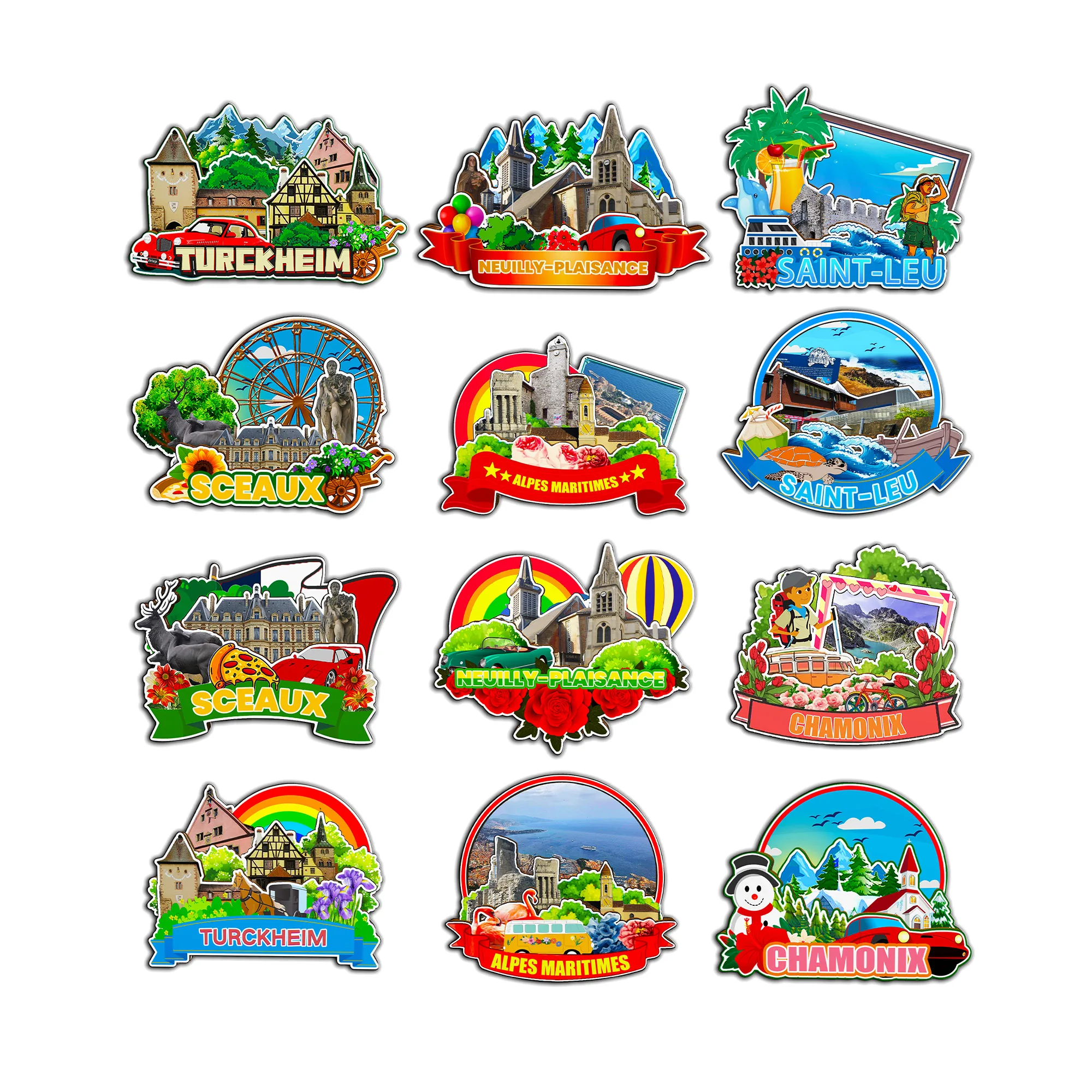 Decorative Magnets for Neuilly Sceaux Turckheim Saint-Lereus Chamonix ...