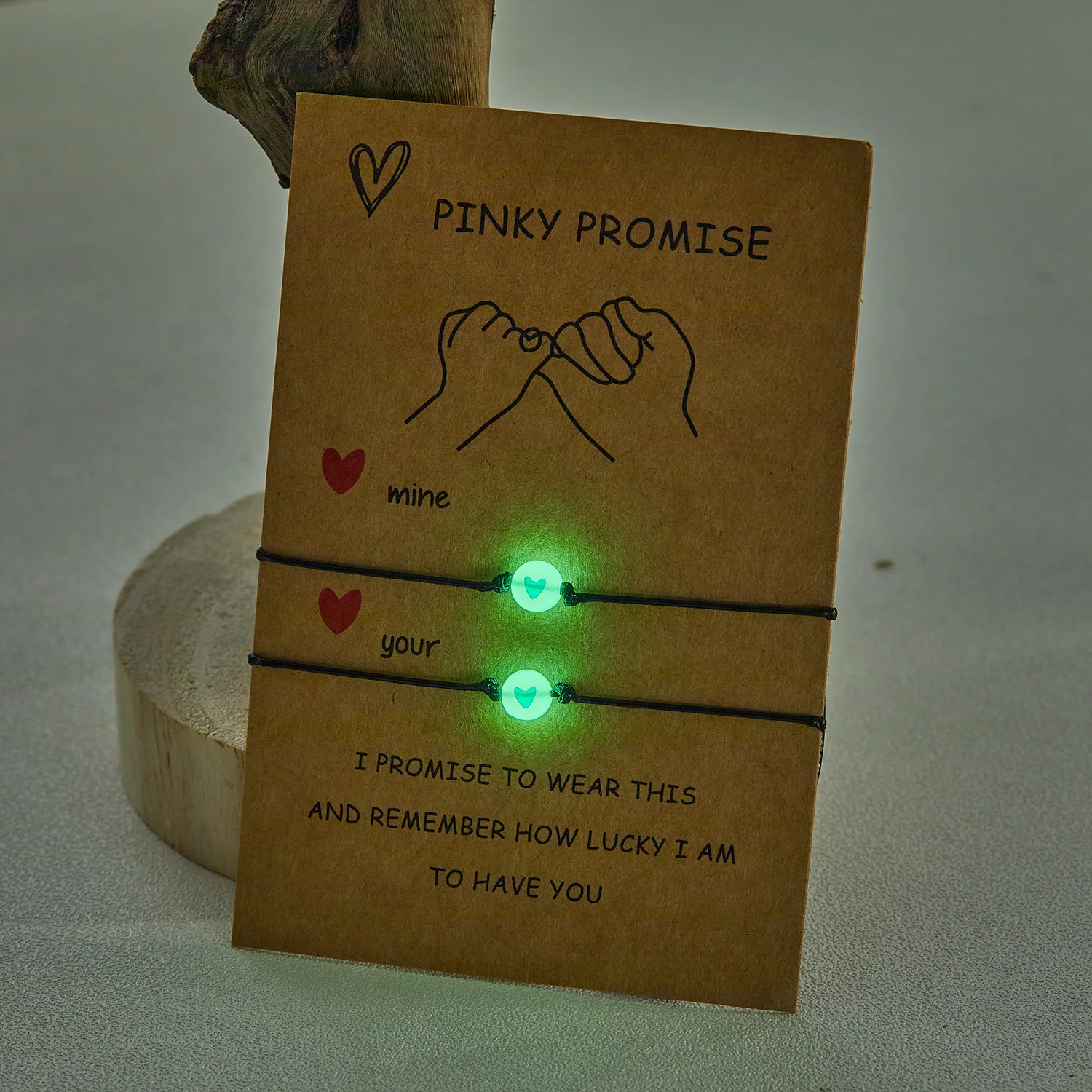 2Pcs Pinky Promise Couple Bracelets for Women Simple Cute Luminous ...