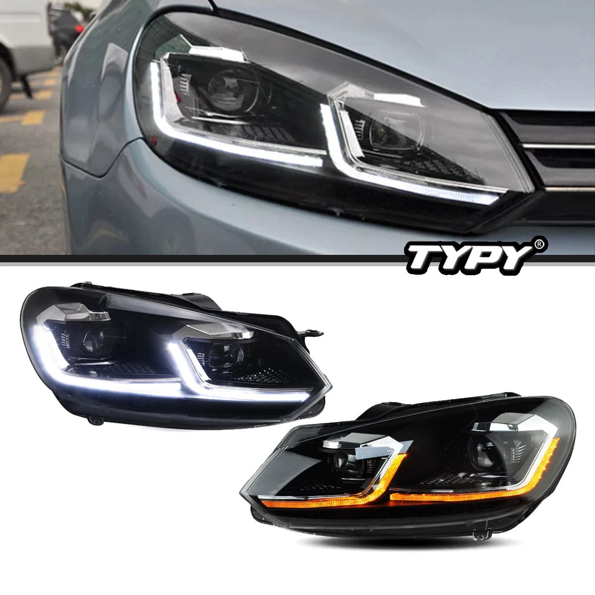 TYPY-Car-Light-For-VW-Golf-6-Headlamp-Mk6-2009-2012-LED-Projector-Lens ...