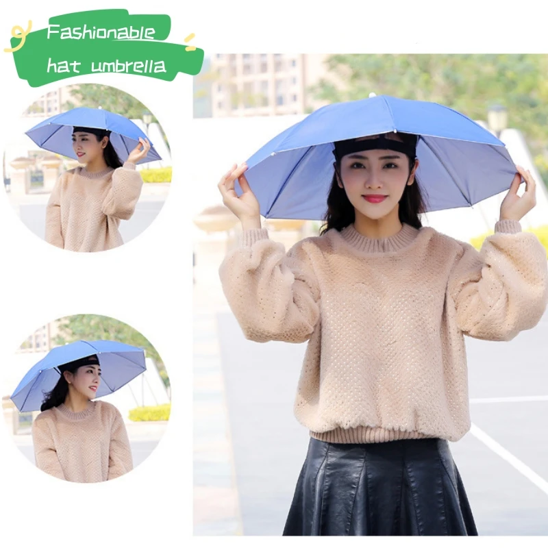 Head-Umbrella-Hat-Anti-Rain-Anti-Sun-Headworn-Umbrella-with-Elastic ...