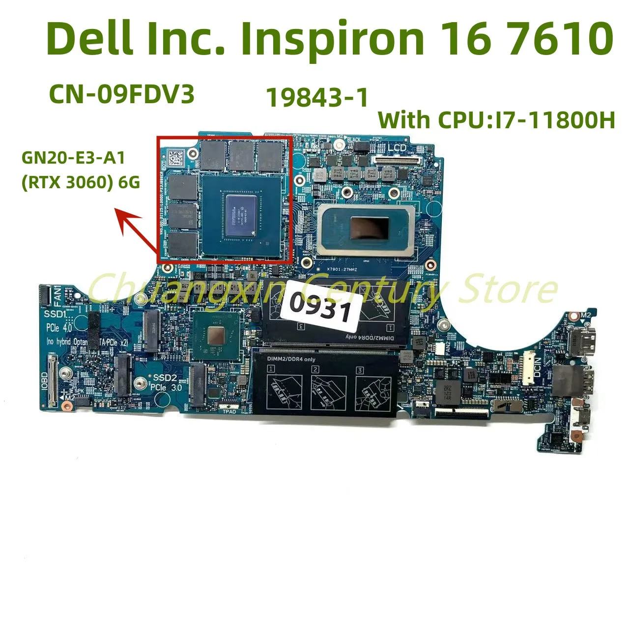 Motherboard number 19843 1 is suitable for DELL laptops 16 7610 with I7 ...