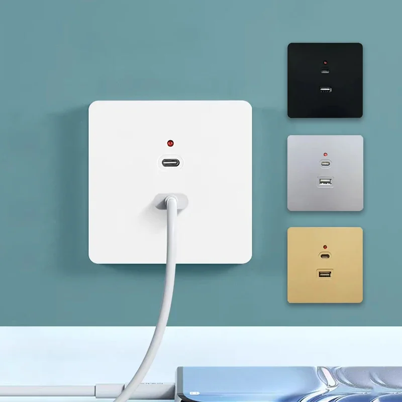 Prise-USB-C-murale-universelle-noire-10W-Type-c-2-ports-adaptateur ...