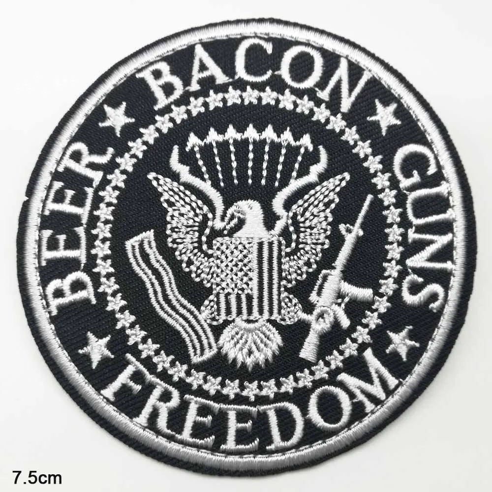 Freedom-Beer-Bacon-Guns-Military-Gun-Theme-Iron-On-Embroidered-Clothes ...