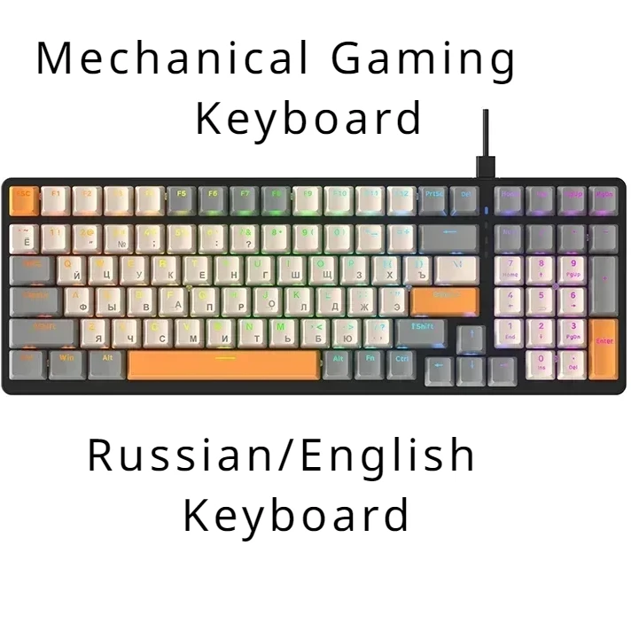 Mechanical-Gaming-Keyboard-Wired-100-Key-Cap-Green-Switch-Red-Switch ...