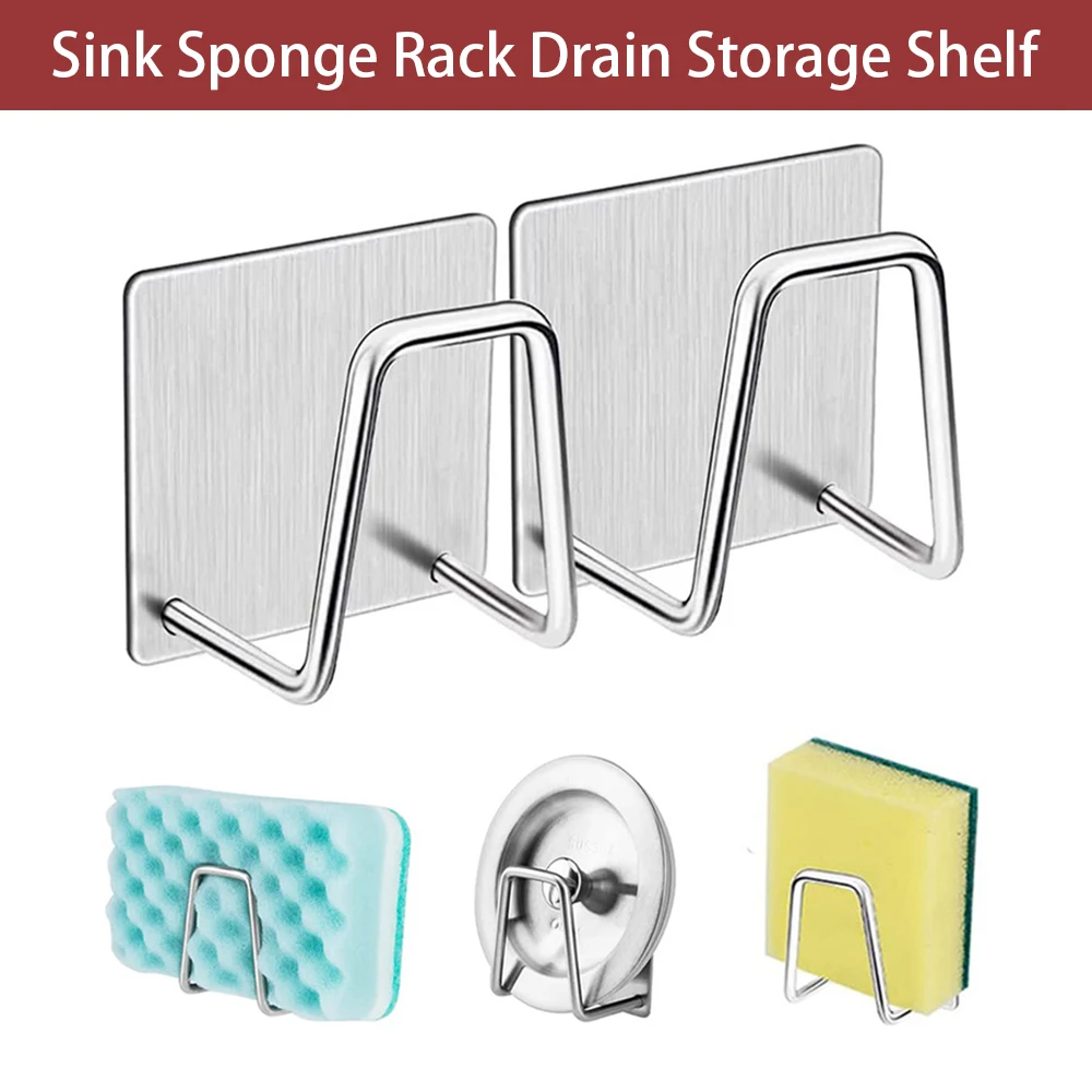 Kitchen Sponge Storages Sink Drain Drying Rack Shelf Toilet Bathroom ...