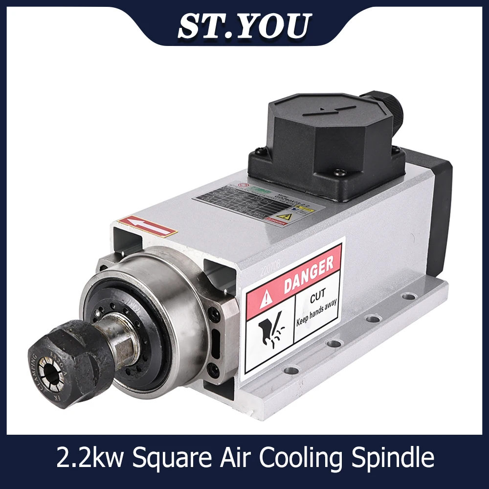 2.2kw 220V/380V Square Air Cooling Spindle ER20 CNC Spindle Motor Air cooled Milling Spindle for ...