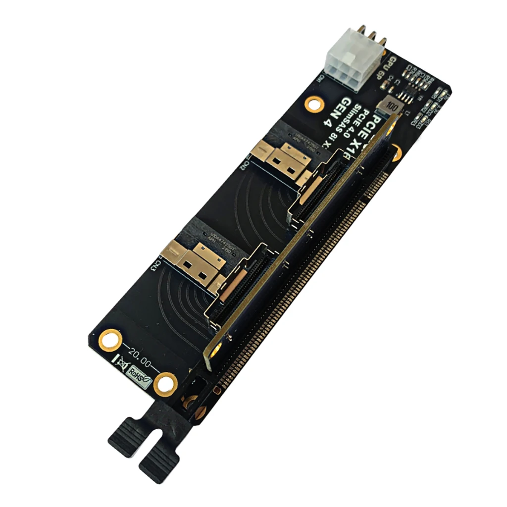 2Port SlimSAS 8i x2 to PCIe4.0 x16 Slot Adapter Card SFF8654 Riser Card ...