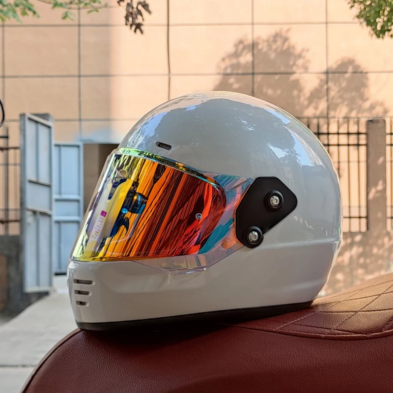 Vintage-Racer-Full-Face-Motorcycle-Helmet-Grid-Matte-Black-Retro-Casco ...