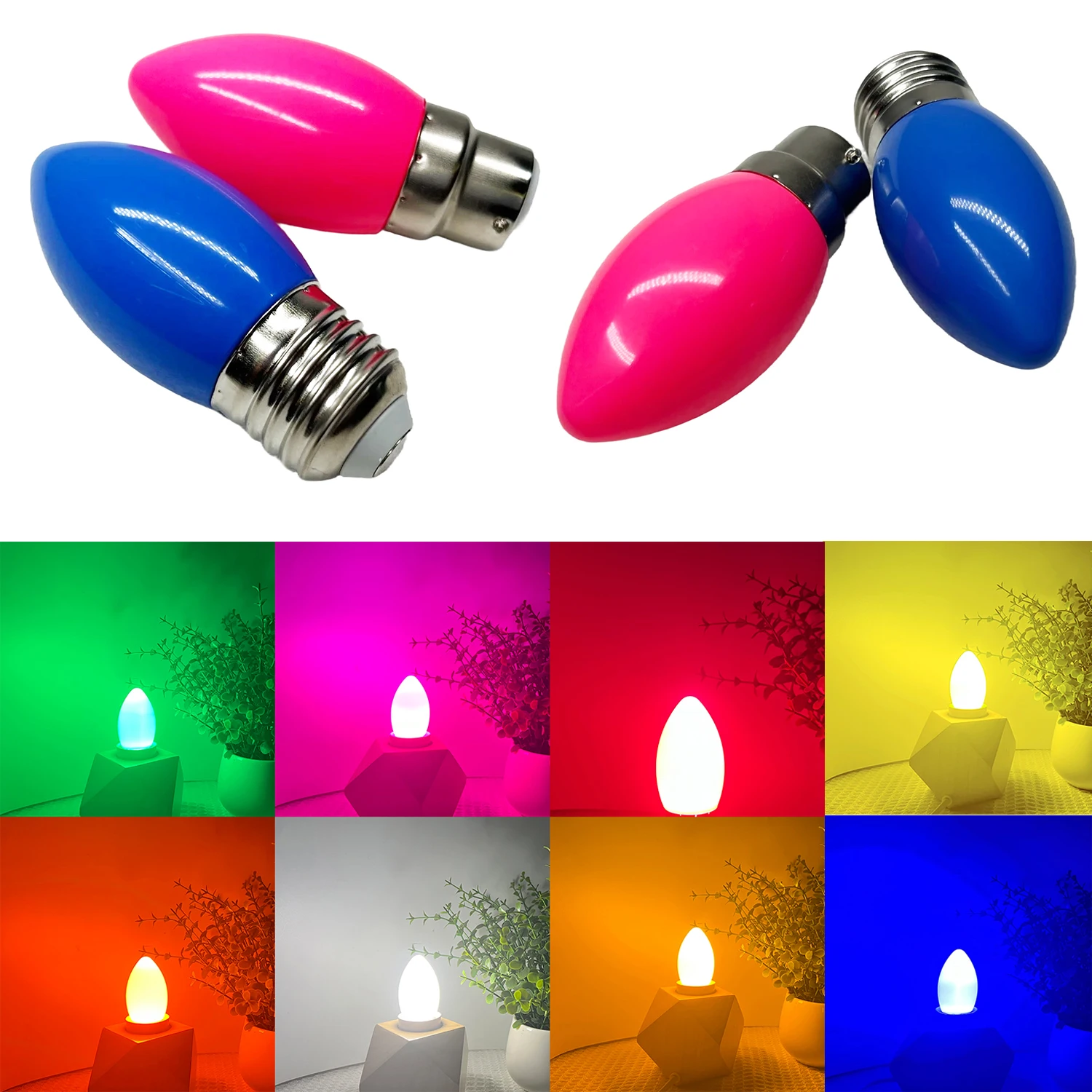 83-35MM-Colorful-E27-Screw-Candle-Shape-Light-B22-2W-Atmosphere-Light ...