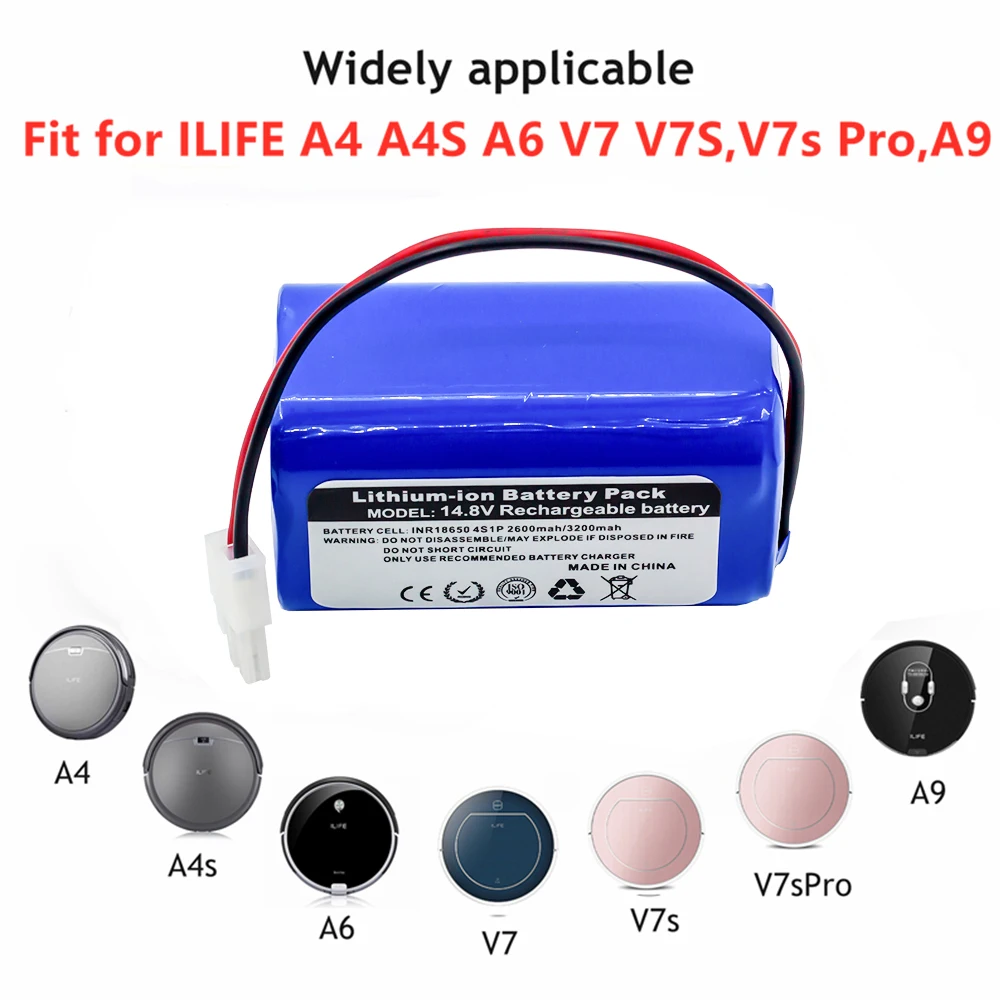 Аккумулятор литий-ионный 14,8 в для ILIFE A4s/A7/V7s Plus/V55 Pro/W400 ...