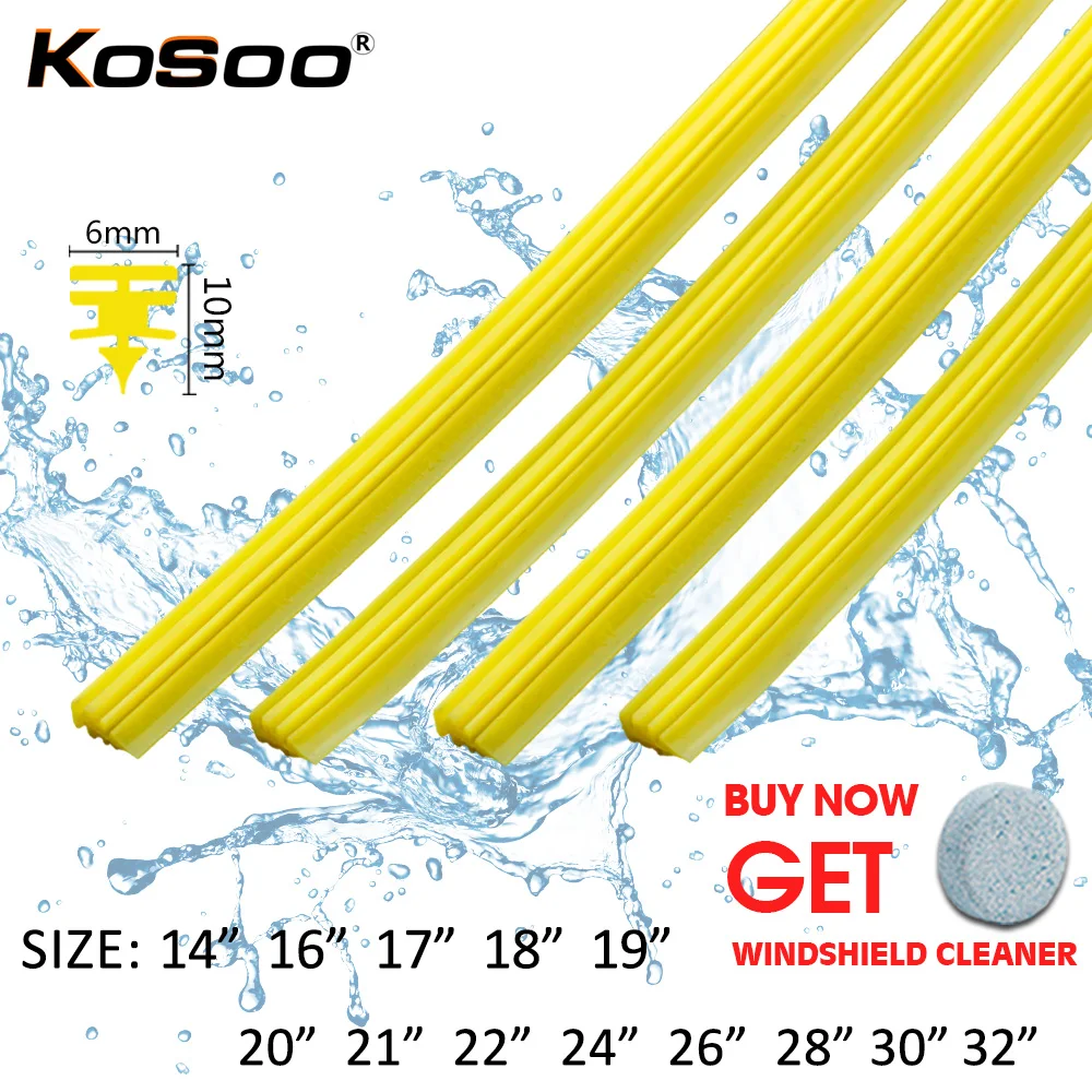 4pcs Car Wiper Blade Silica gel Silicon Refill Strips for Frameless ...