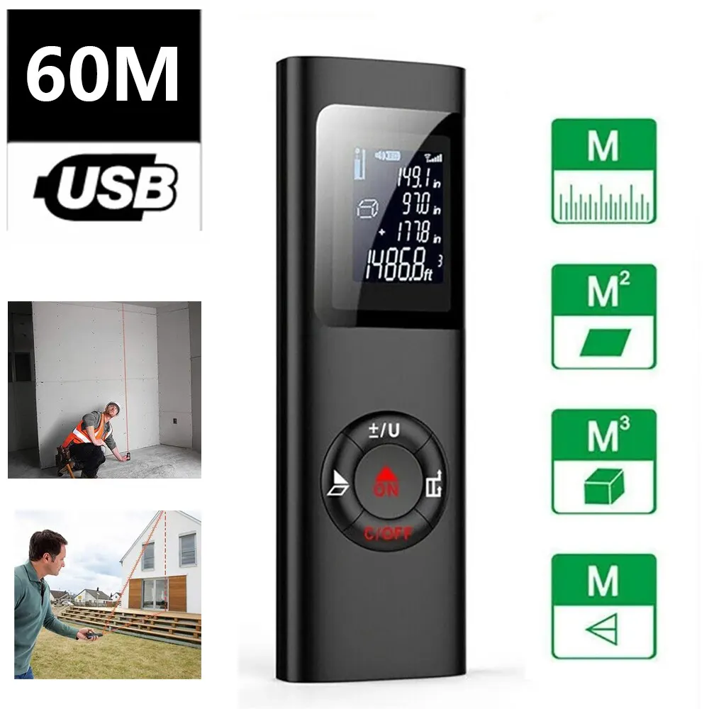 Mini-Tel-metro-L-ser-Inteligente-60M-Digital-L-ser-Rangefinde-USB-Carga ...