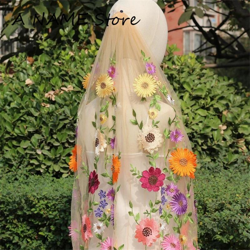 3D-Flowers-Floral-Bridal-Wedding-Veils-With-Comb-Champagne-Colorful ...