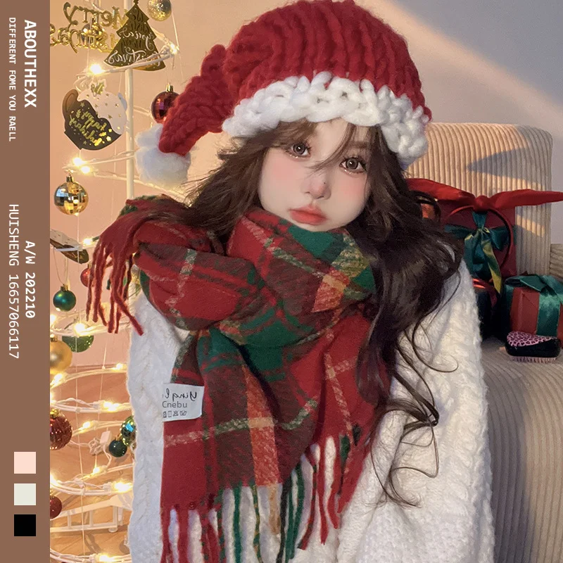2022-New-Year-Red-Scarf-Women-Winter-Warm-Thick-Student-Couple ...