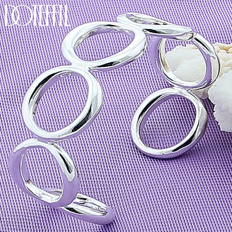 DOTEFFIL 925 Sterling Silver Round Circle O Bangle Bracelet For Woman ...