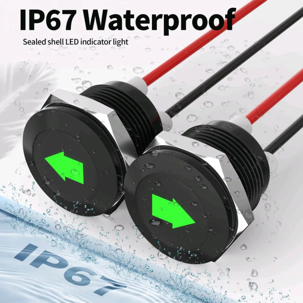 2Pcs Car Accessories 12mm Metal Turn Signal Indicator Light 12V Green ...