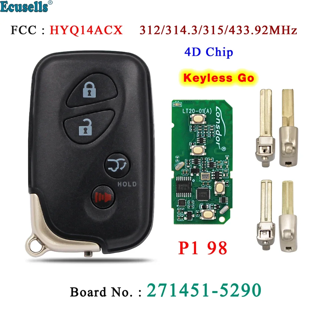 Ecusells-4-Buttons-Smart-Keyless-Remote-Key-Fob-for-Lexus-RX350-GX460 ...